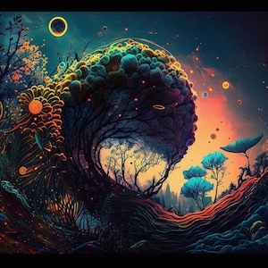 5 Trippy Forest Wallpaper Psychedelic Forest Printable Wall Art Trippy ...