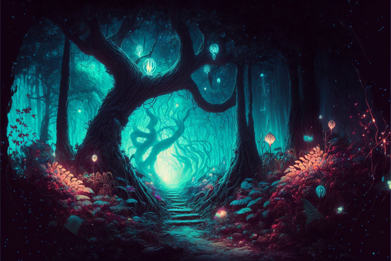 5 Enchanted Forest Wall Art Enchanted Forest Printable Digital Art ...