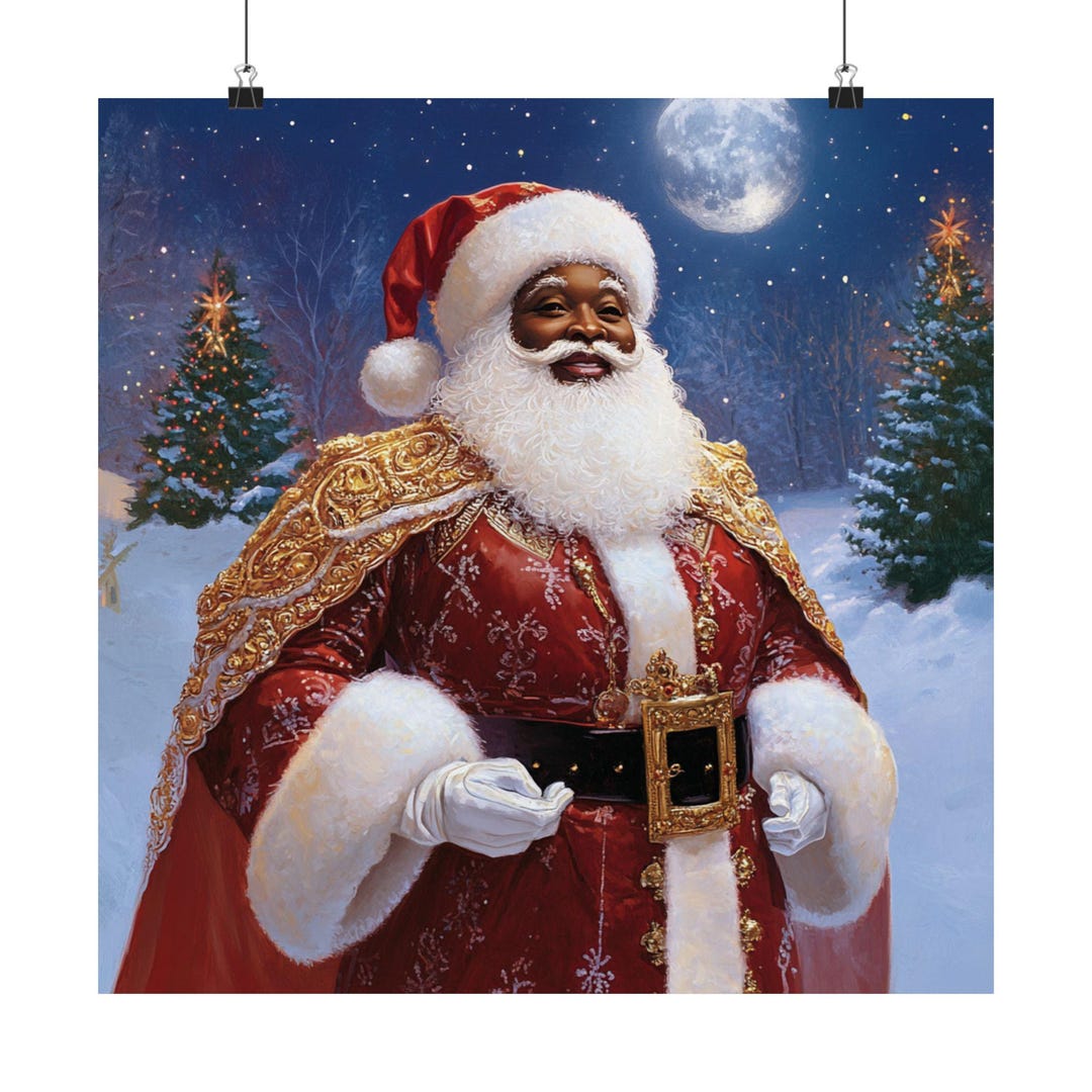 Black Santa Christmas Poster: Vintage Afrocentric Holiday Wall Art - Etsy