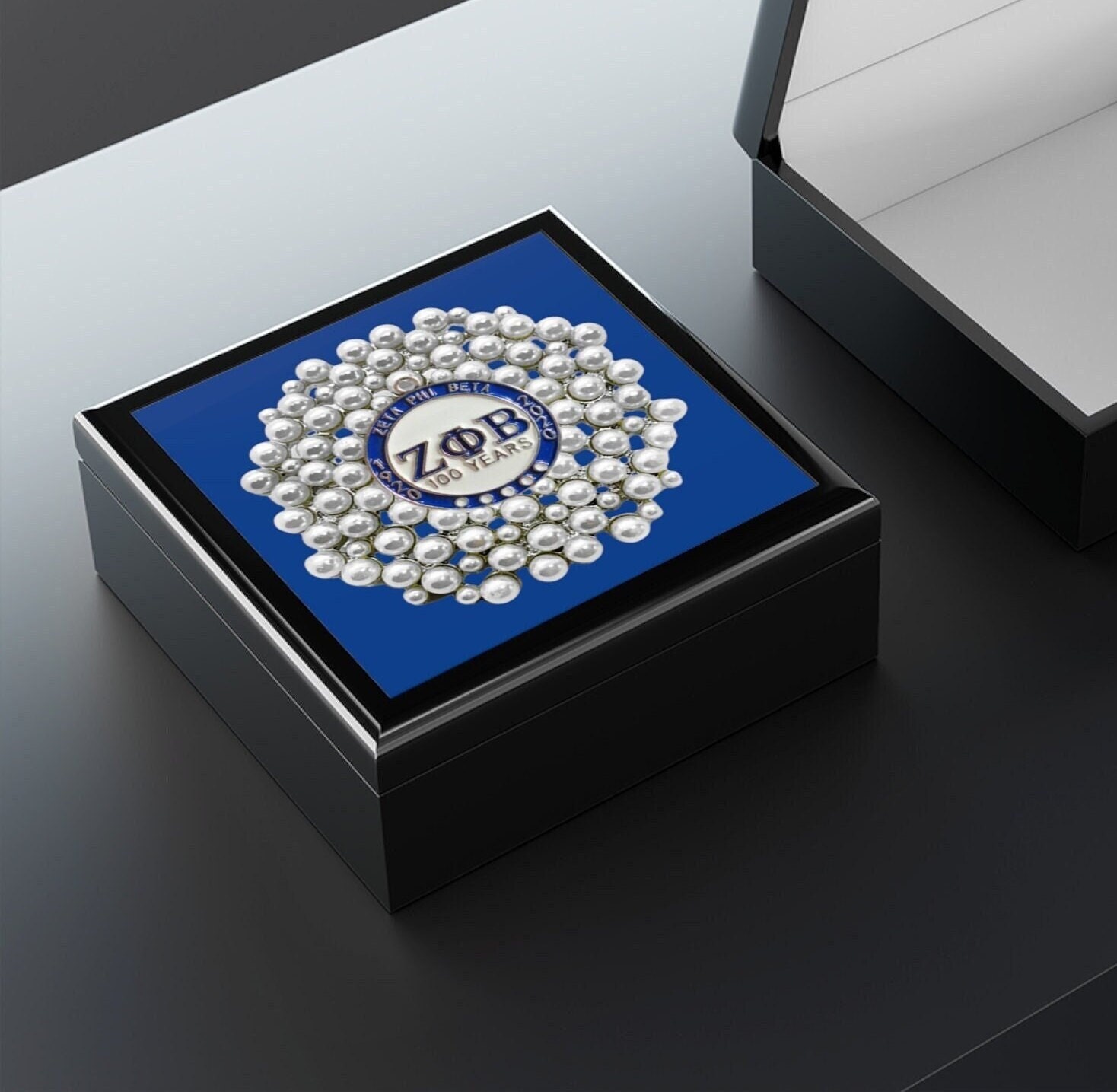 Blue Zeta Phi Beta Sorority Initiation Gift Probate Jewelry Pin Box ...