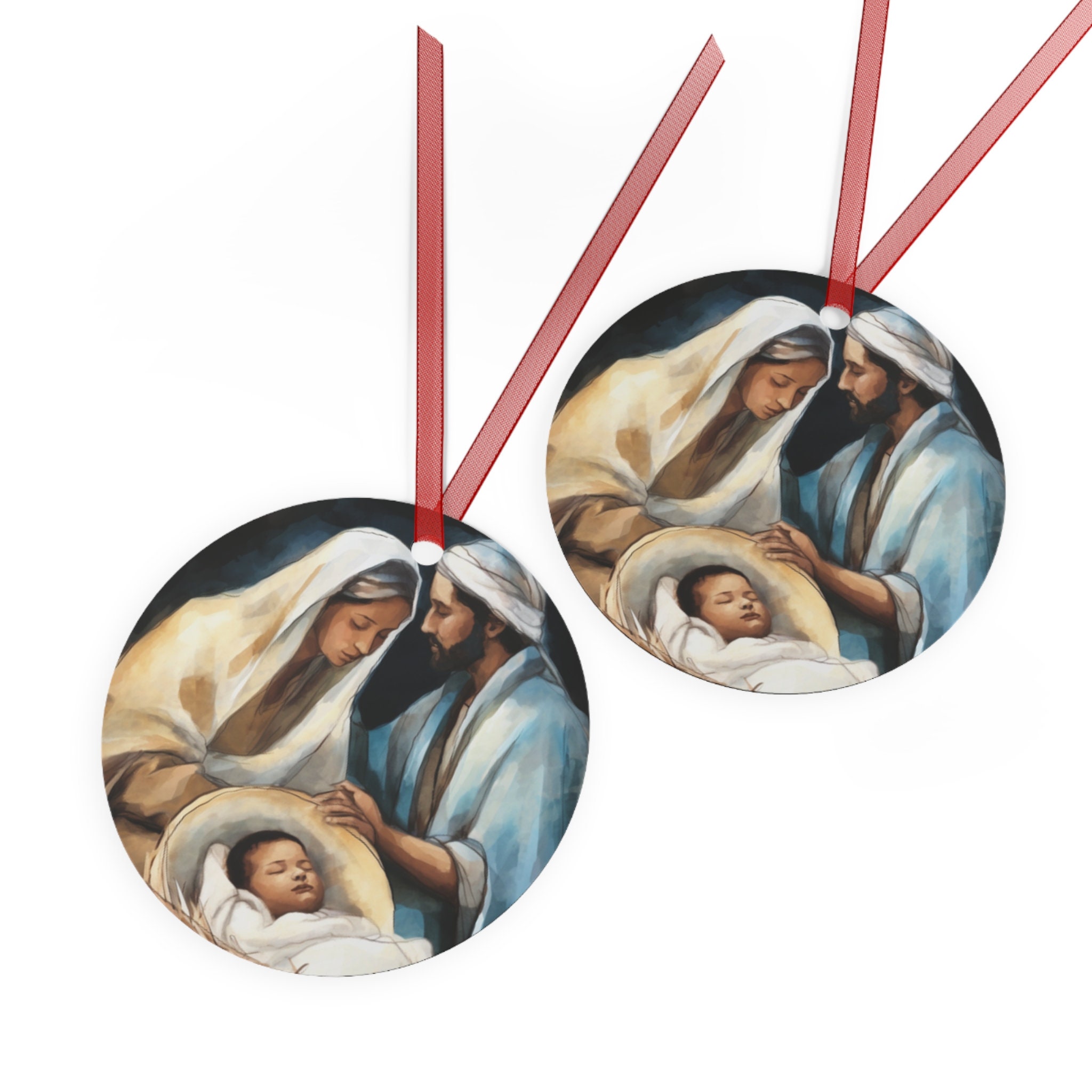 Brown Skin Nativity Scene Christmas Ornaments Native American Nativity ...