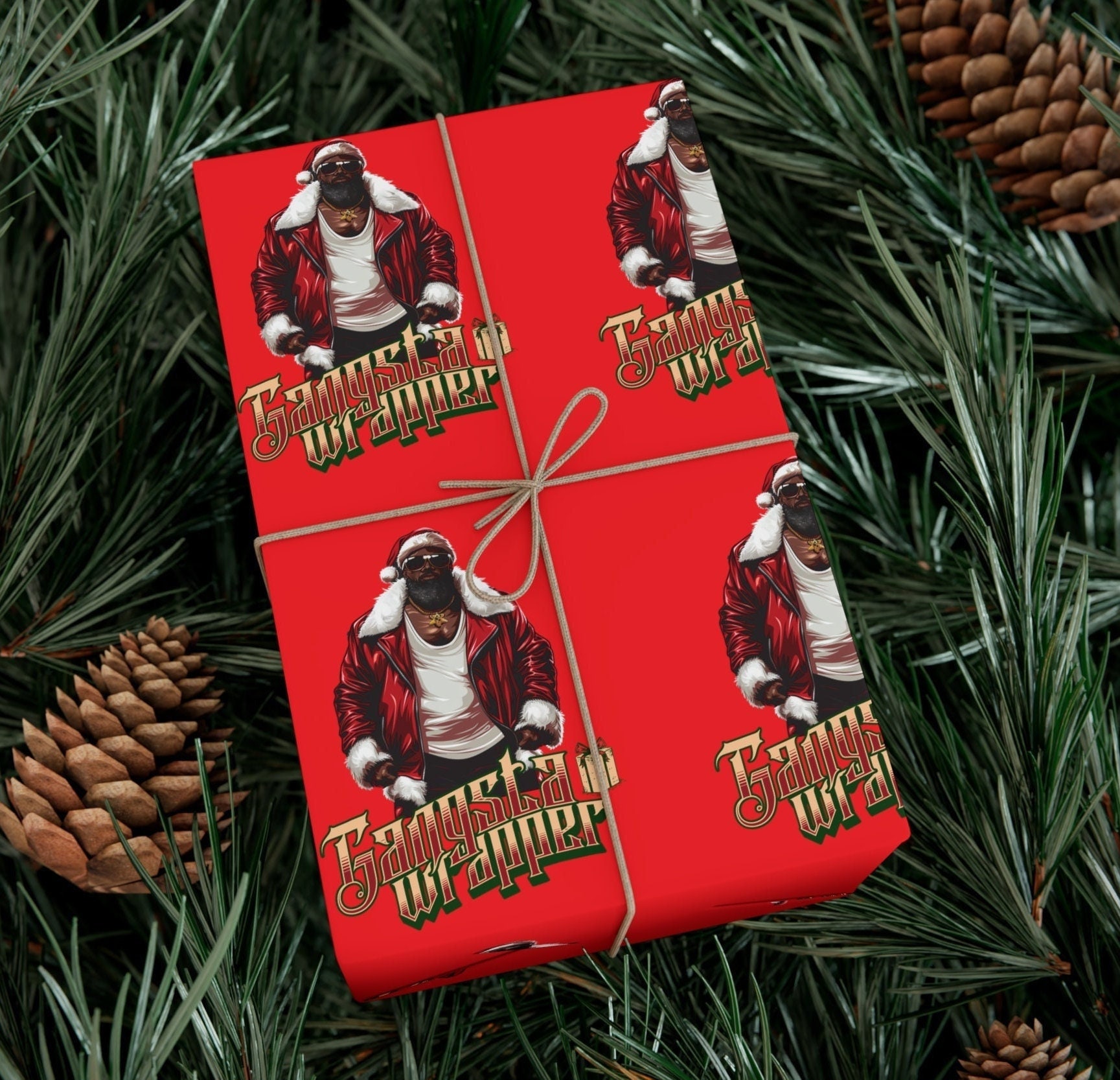 Black Santa Funny Wrapping Paper African American Christmas Gift Wrap ...