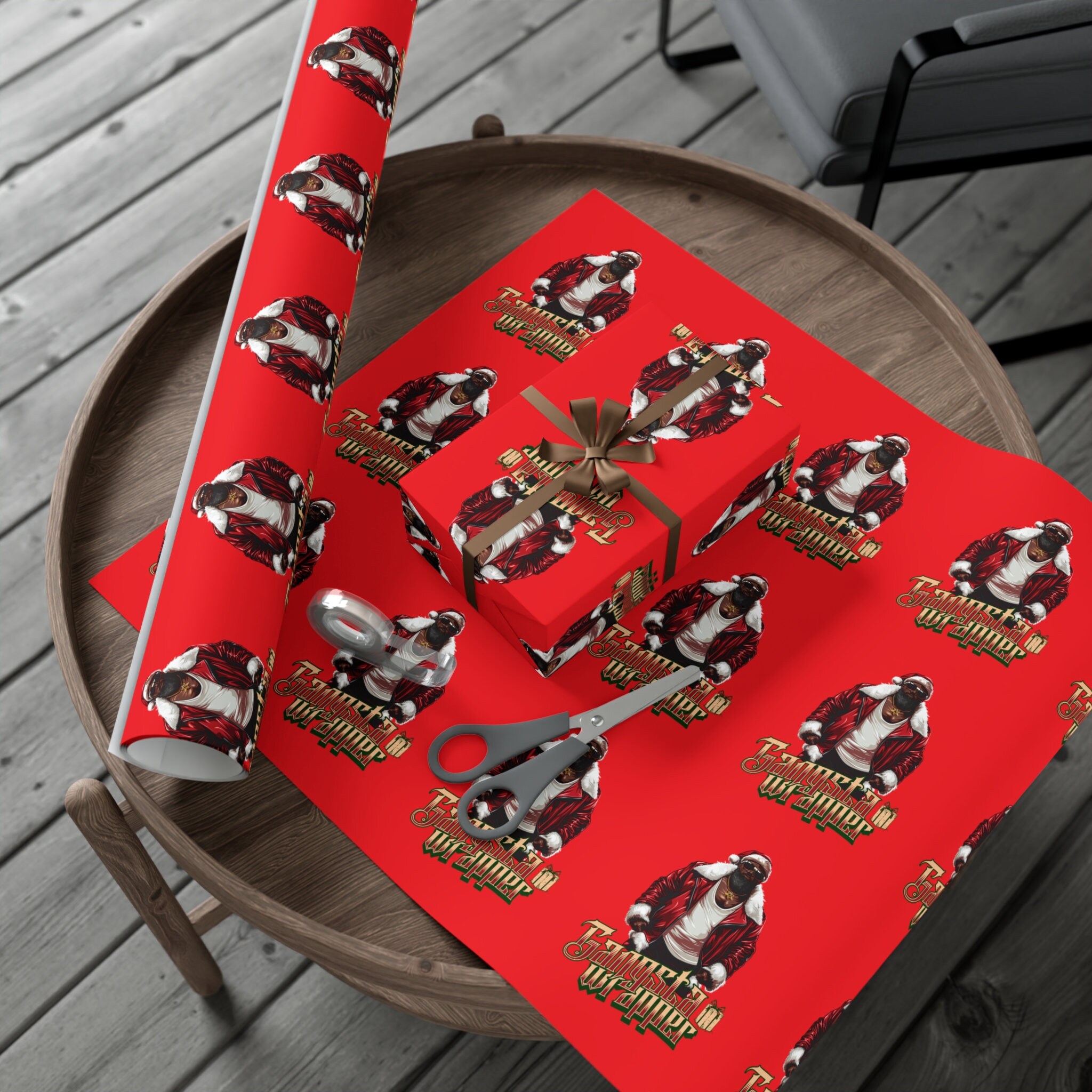Black Santa Funny Wrapping Paper Big Nick Energy Gift Wrap Funny ...
