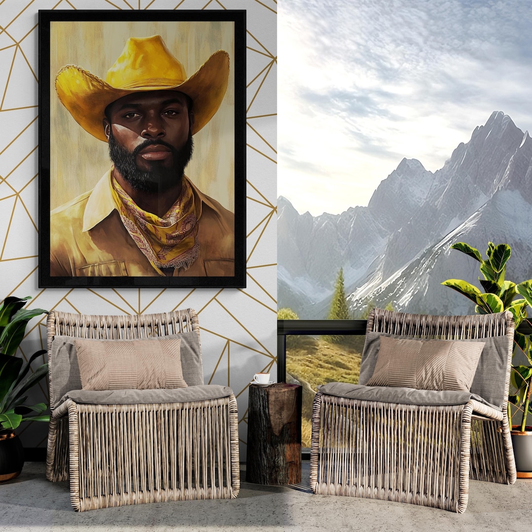 Copper Cowboy Black Cowboy Art Black Rodeo Art Western Art Print ...