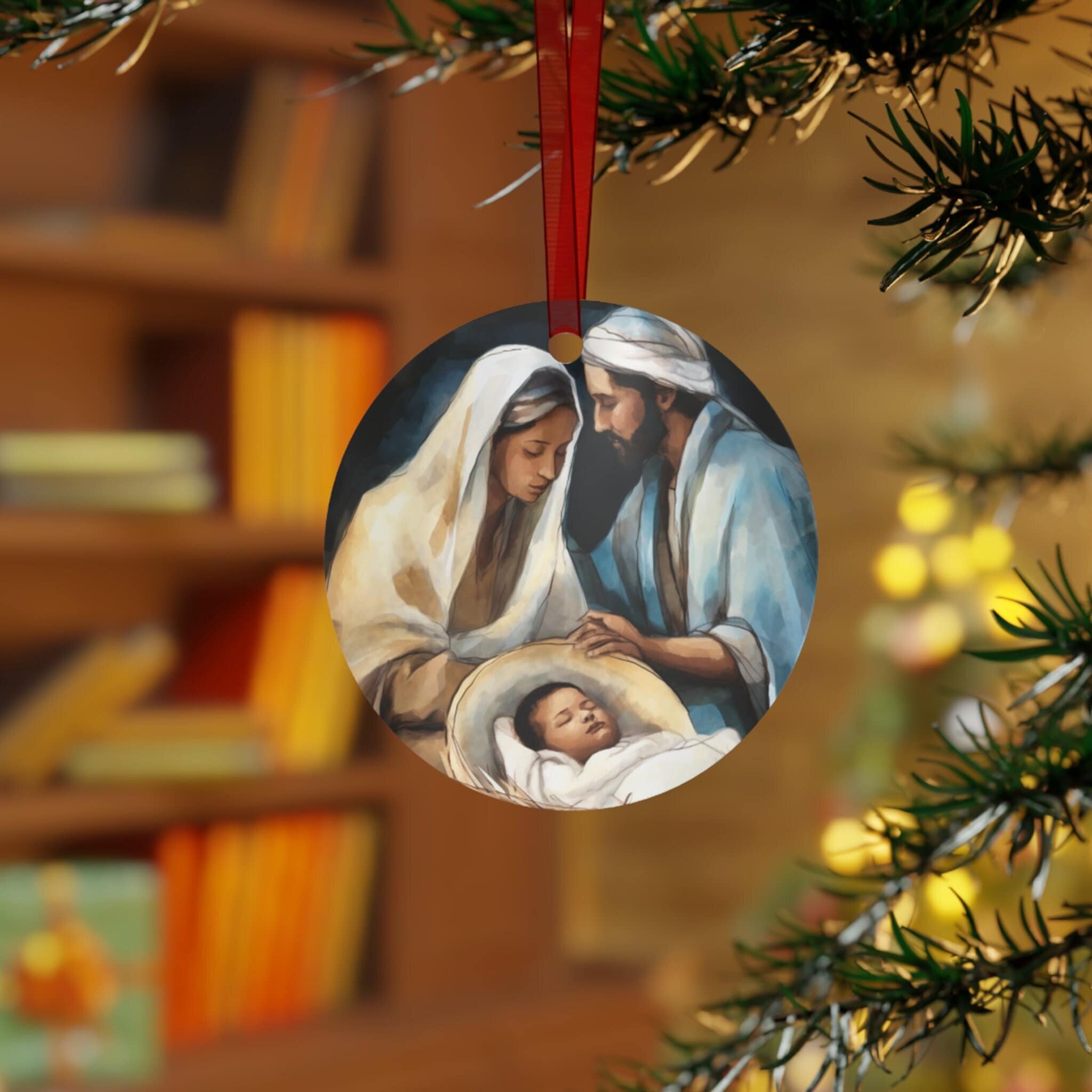 Native American Nativity Christmas Ornaments Brown Skin Nativity Scene ...