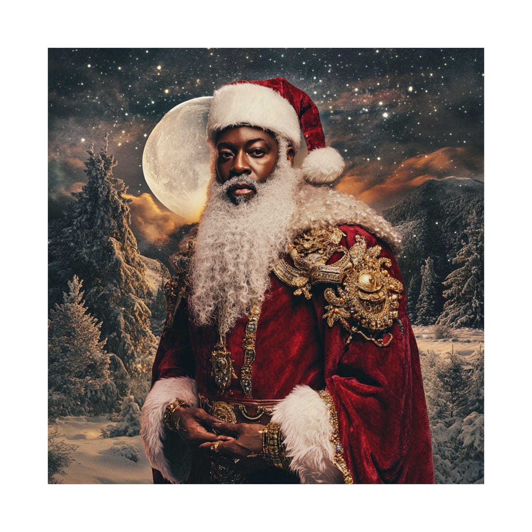 Black Santa Claus King Art Print, Afrocentric Christmas Decor, Black ...