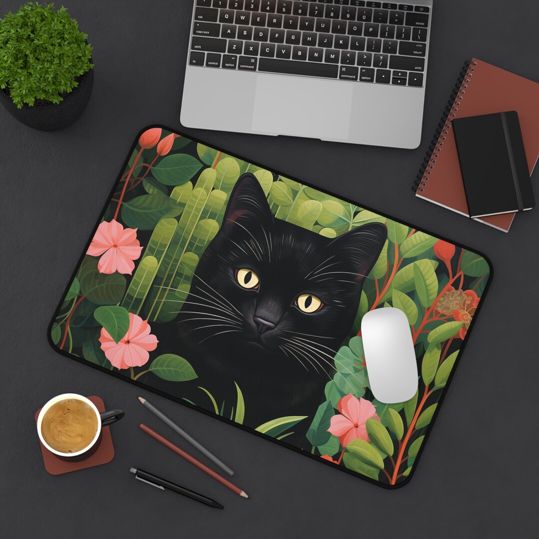 Cute Cat Desk Mat, Black Cat Desk Mat, Mat Desk , Gaming Mouse Pad ...