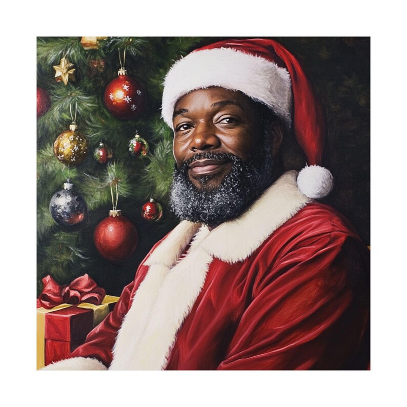 Black Santa Clause Wall Art Print Blacksanta Decor Black African ...