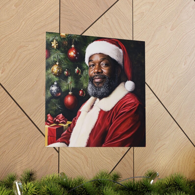 Black Santa Clause Wall Art Print Blacksanta Decor Black African ...