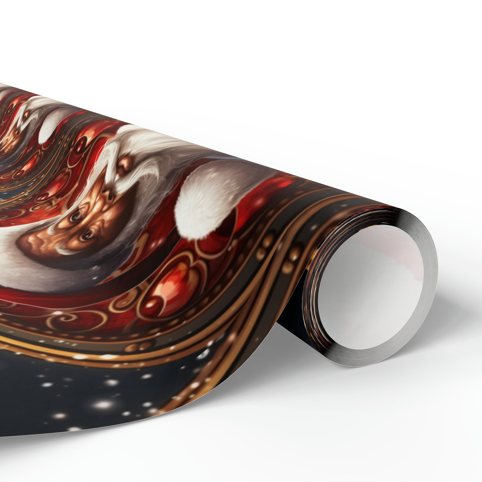 Black Santa Christmas Custom Gift Wrap, Black Gift Wrapping Paper Roll ...