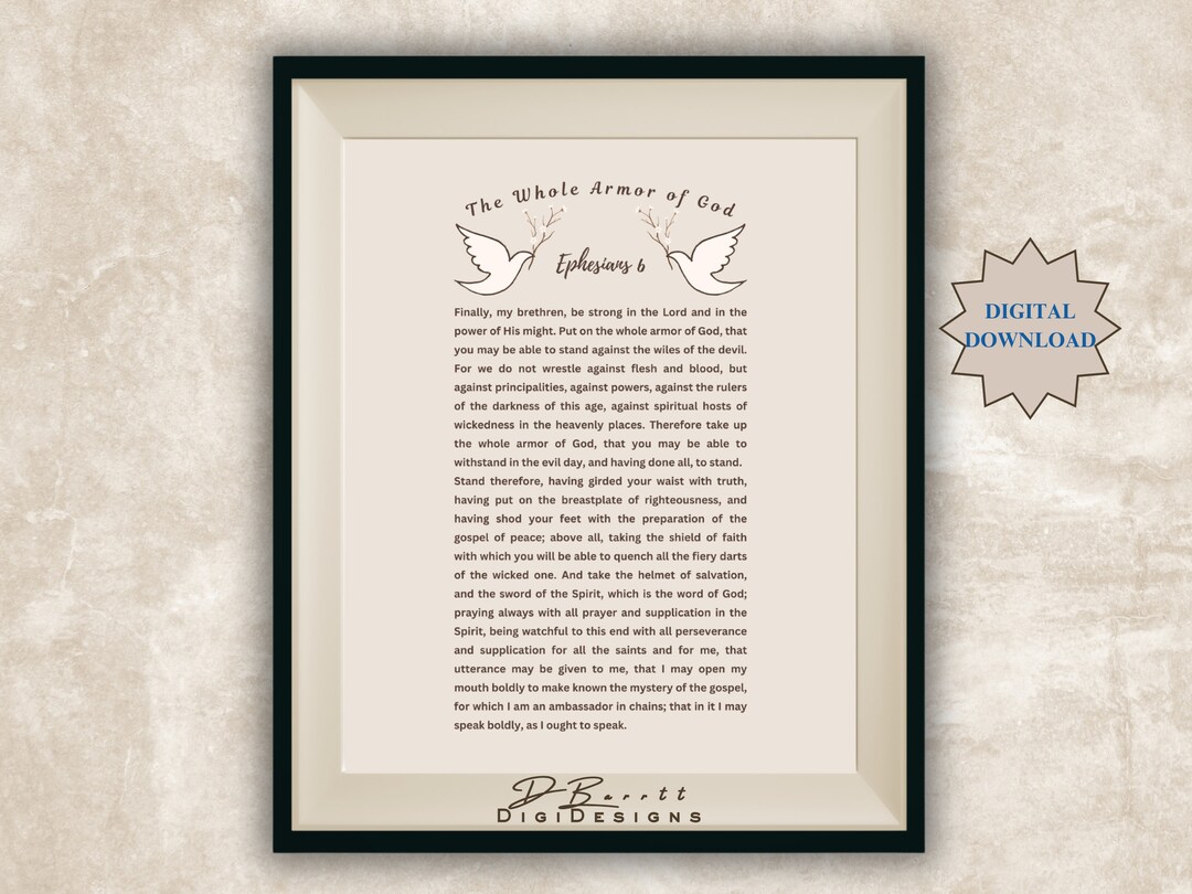 Bible Wall Art, EPHESIANS 6, Scripture, Christian Wall Art, Faith ...