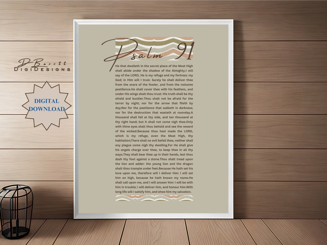 Bible Wall Art, PSALM 91 Scripture, Christian Wall Art, Faith, Quotes ...