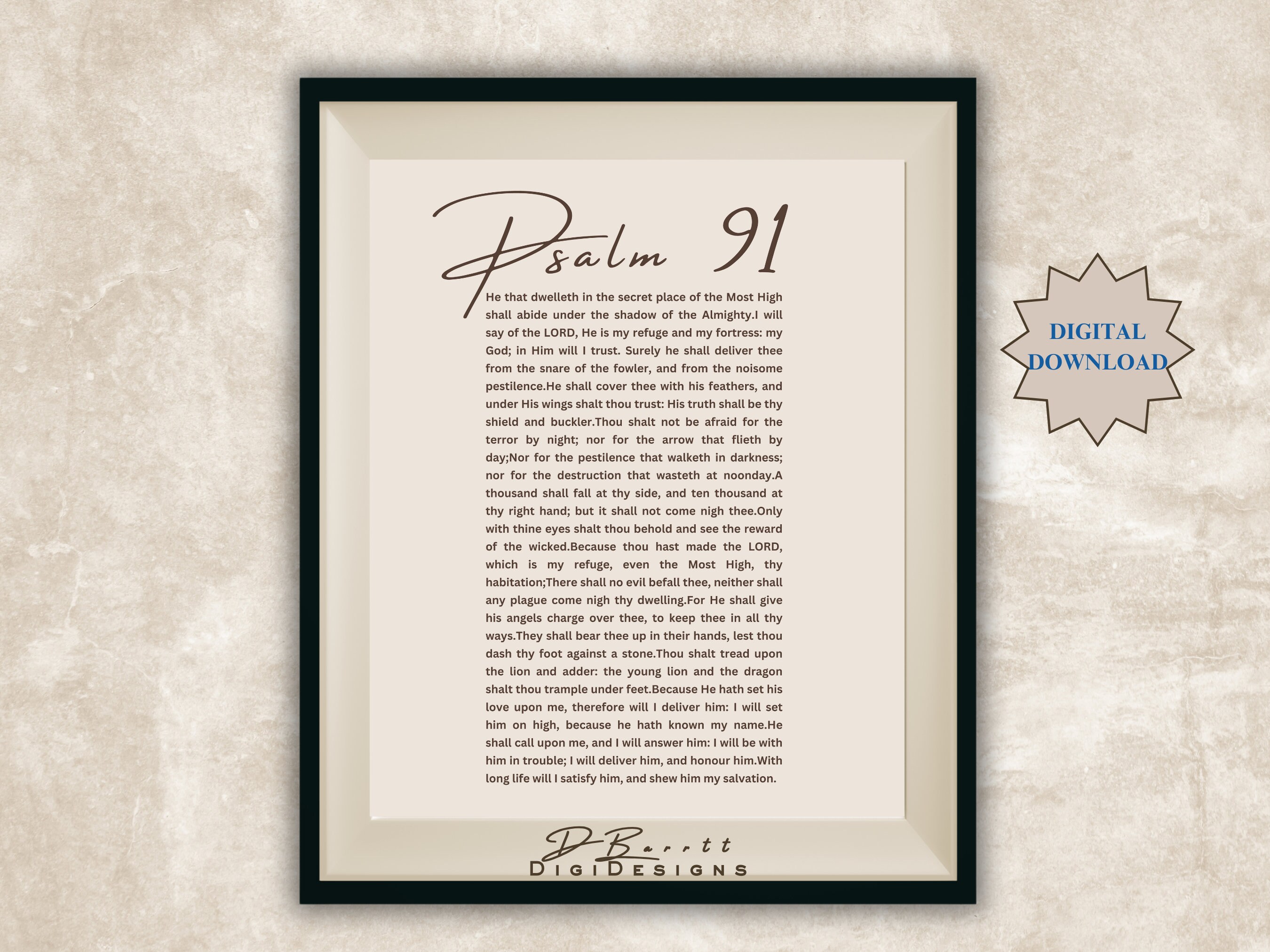 Bible Wall Art, PSALM 91 Scripture, Christian Wall Art, Faith, Quotes ...