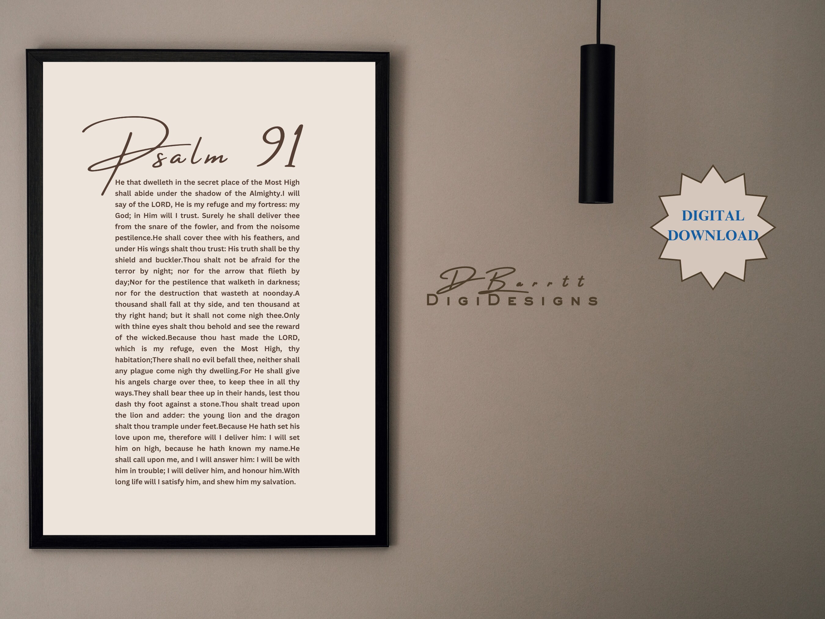 Bible Wall Art, PSALM 91 Scripture, Christian Wall Art, Faith, Quotes ...