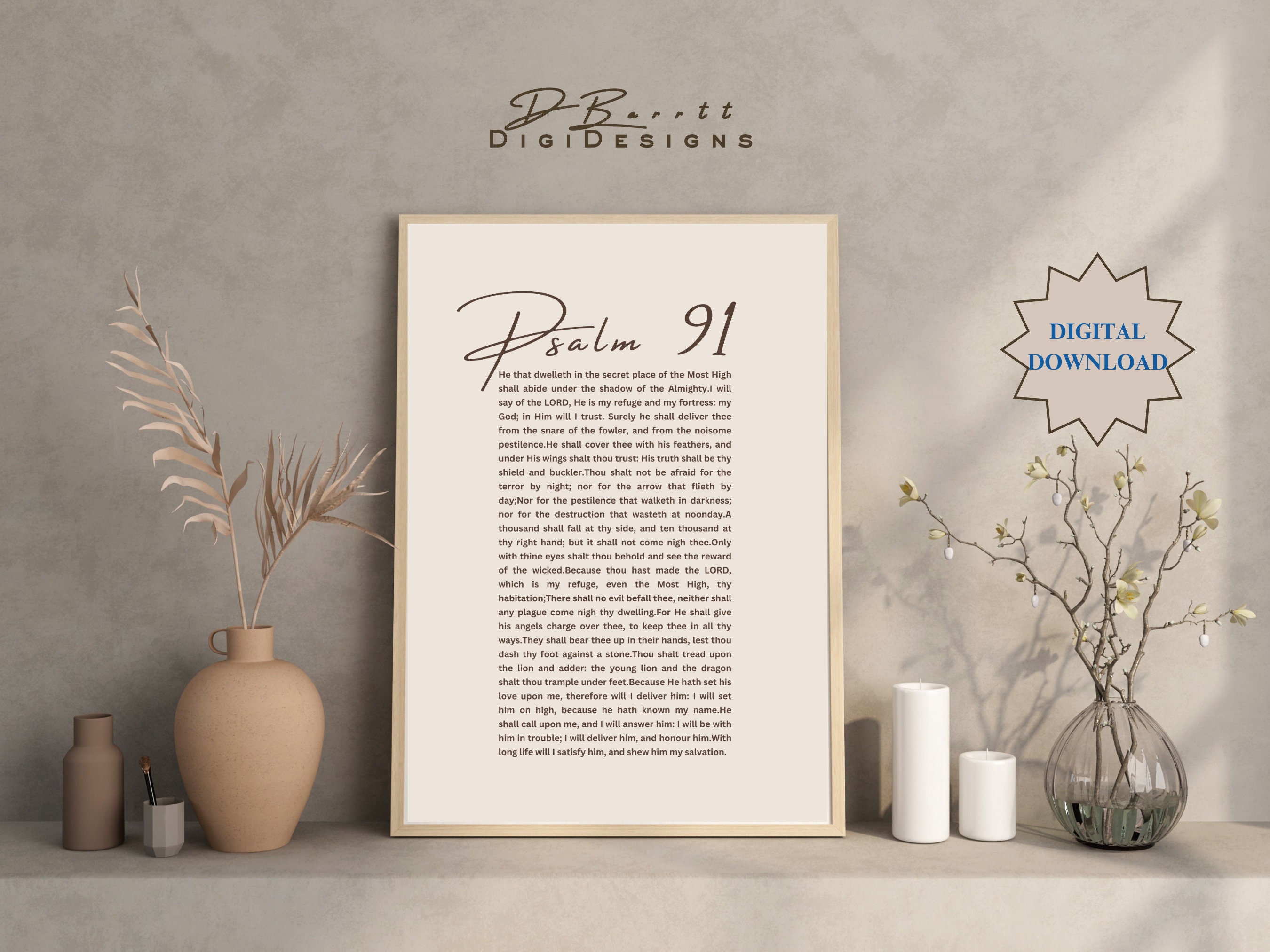 Bible Wall Art, PSALM 91 Scripture, Christian Wall Art, Faith, Quotes ...