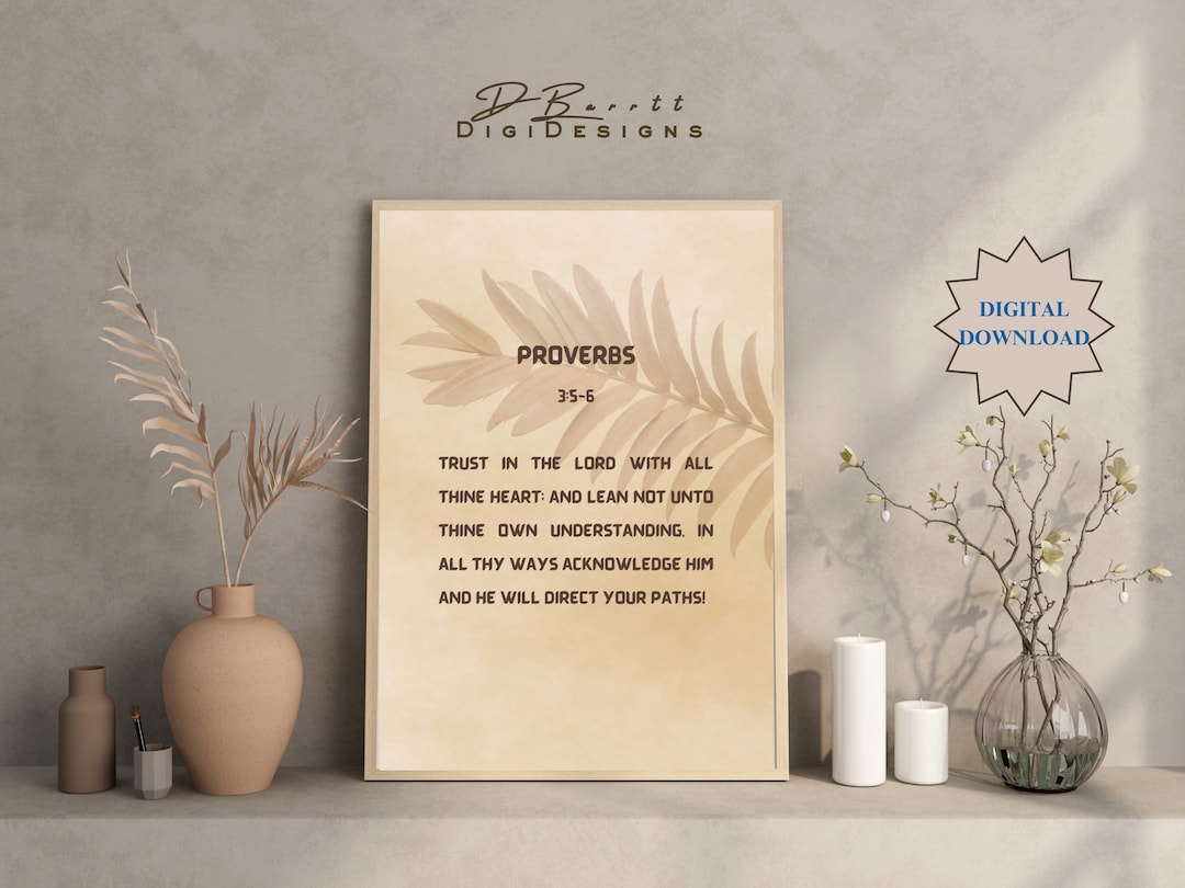 Bible Wall Art, Proverbs 3, Scripture, Christian Wall Art, Faith ...