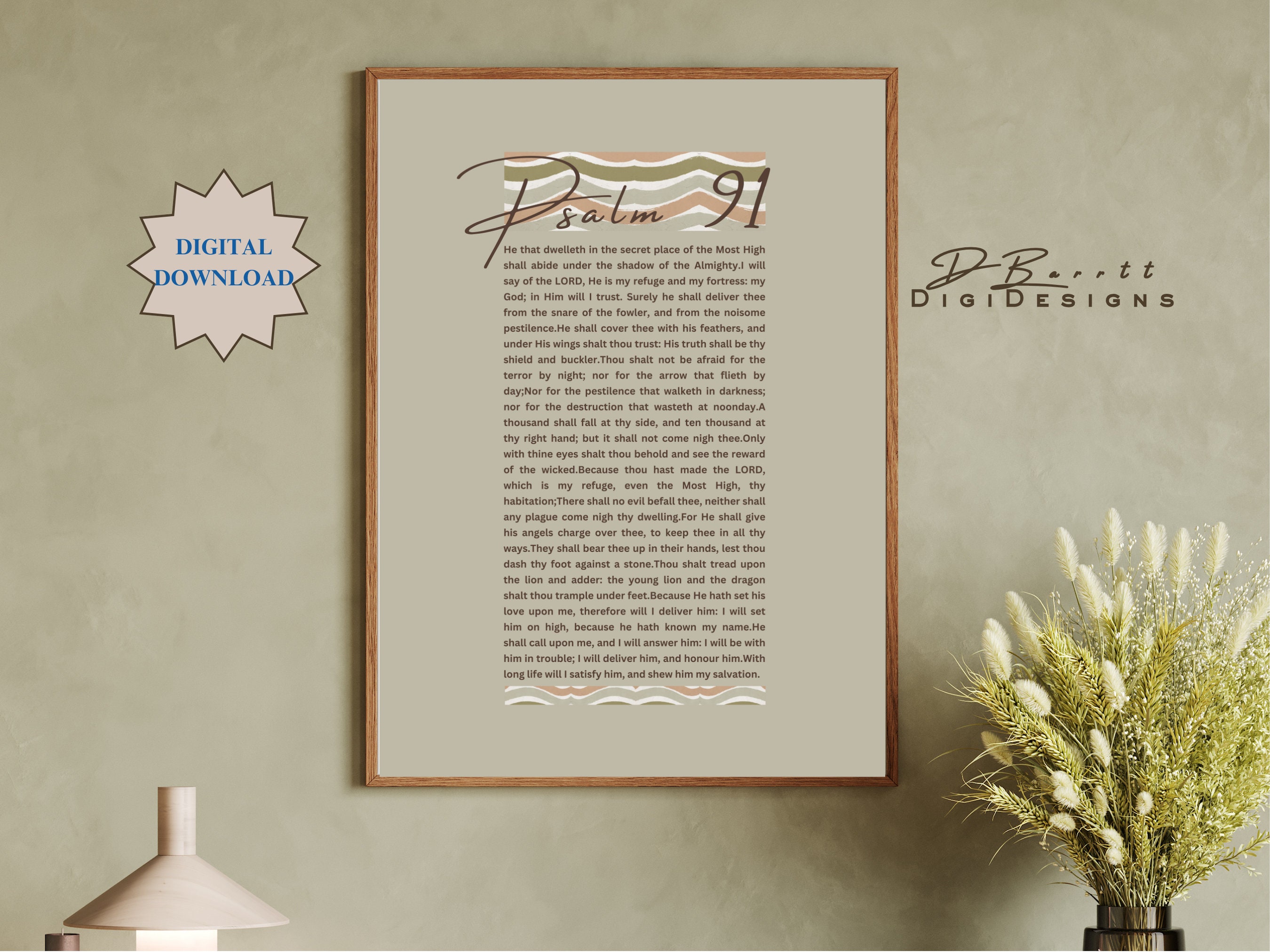 Bible Wall Art, PSALM 91 Scripture, Christian Wall Art, Faith, Quotes ...