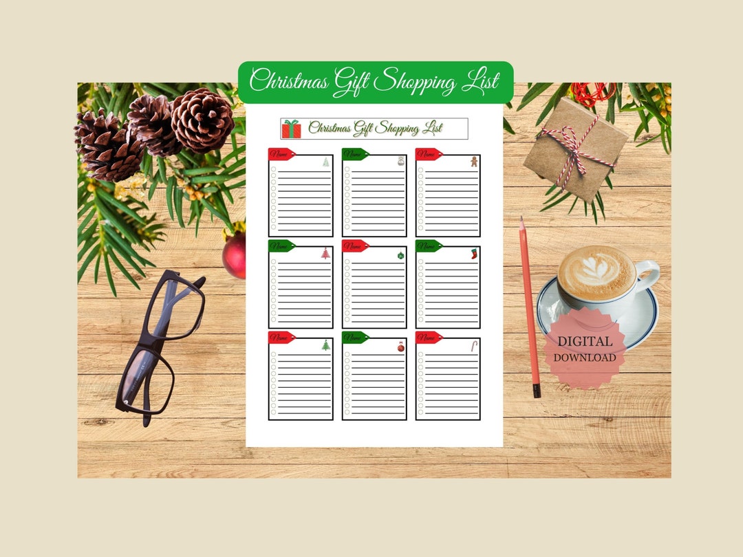 Christmas Gift Shopping List, Printable, Goodnotes, Digital Download ...