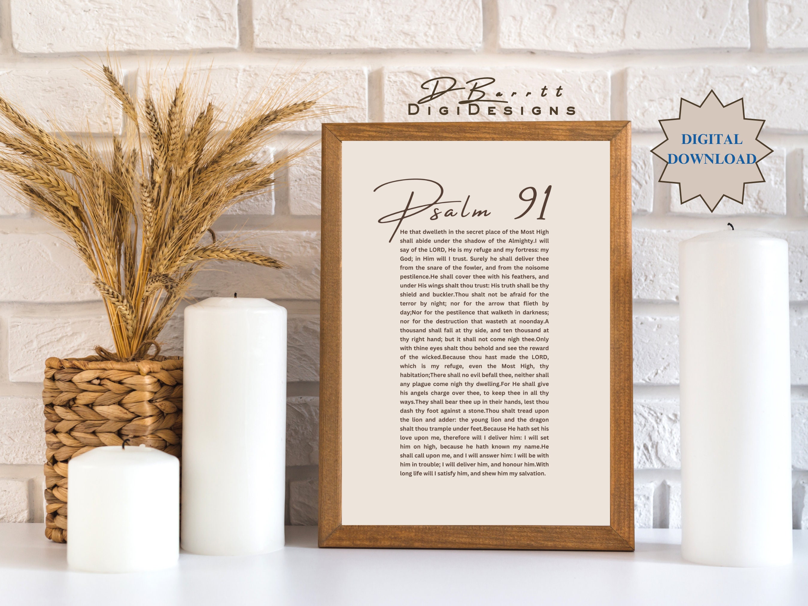 Bible Wall Art, PSALM 91 Scripture, Christian Wall Art, Faith, Quotes ...