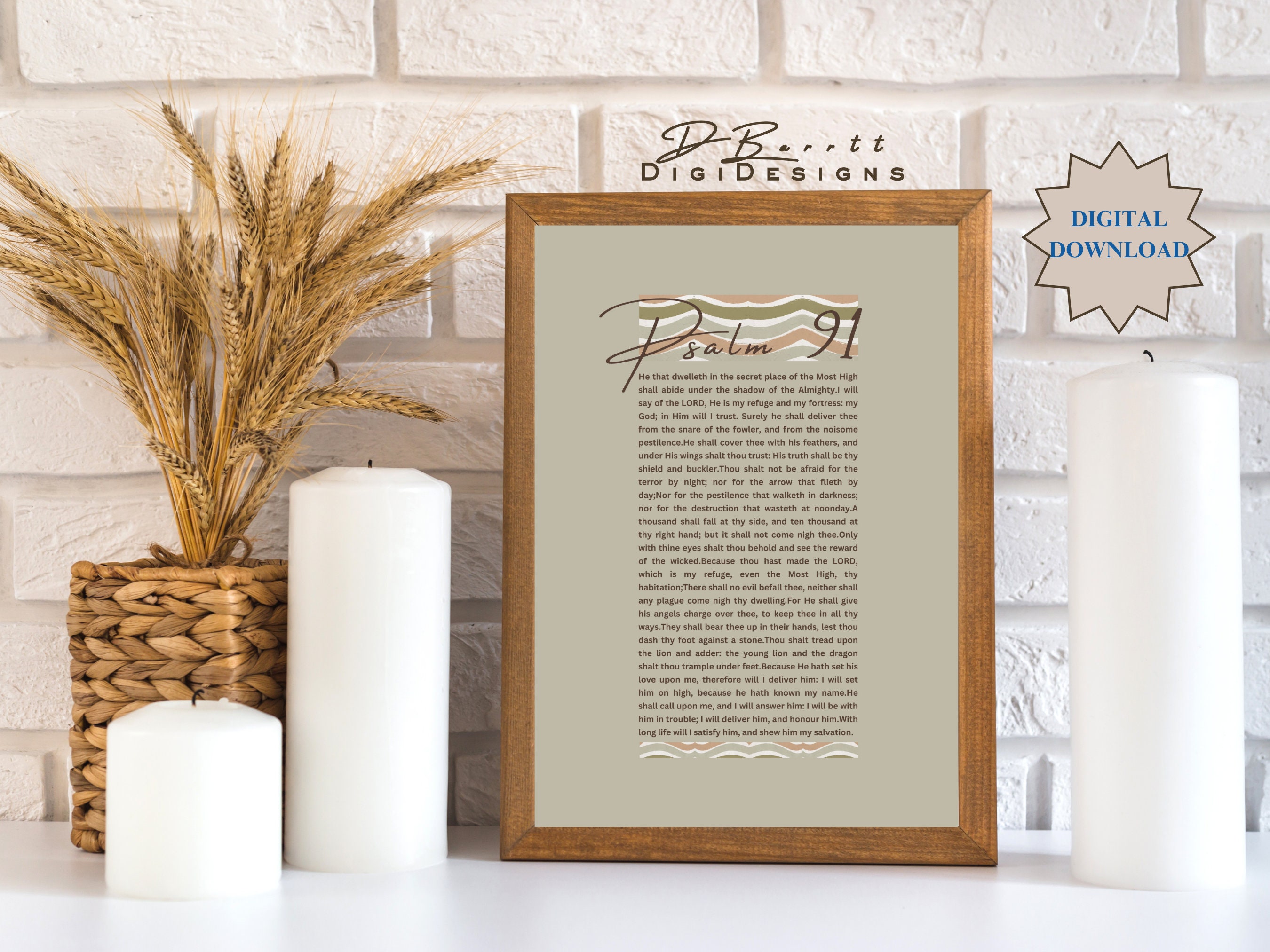 Bible Wall Art, PSALM 91 Scripture, Christian Wall Art, Faith, Quotes ...