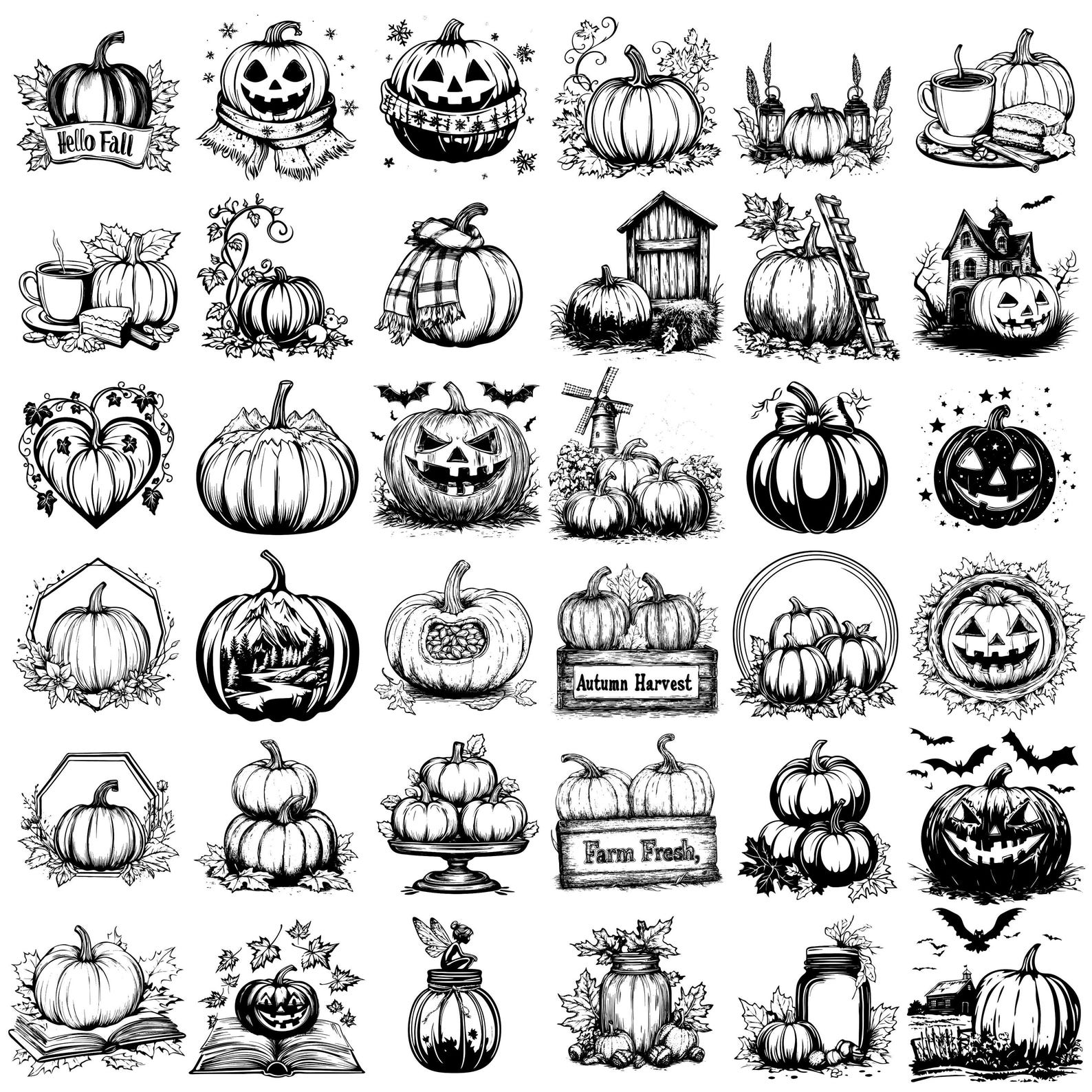 Pumpkin SVG Bundle, Fall and Halloween Cut Files for Cricut and ...