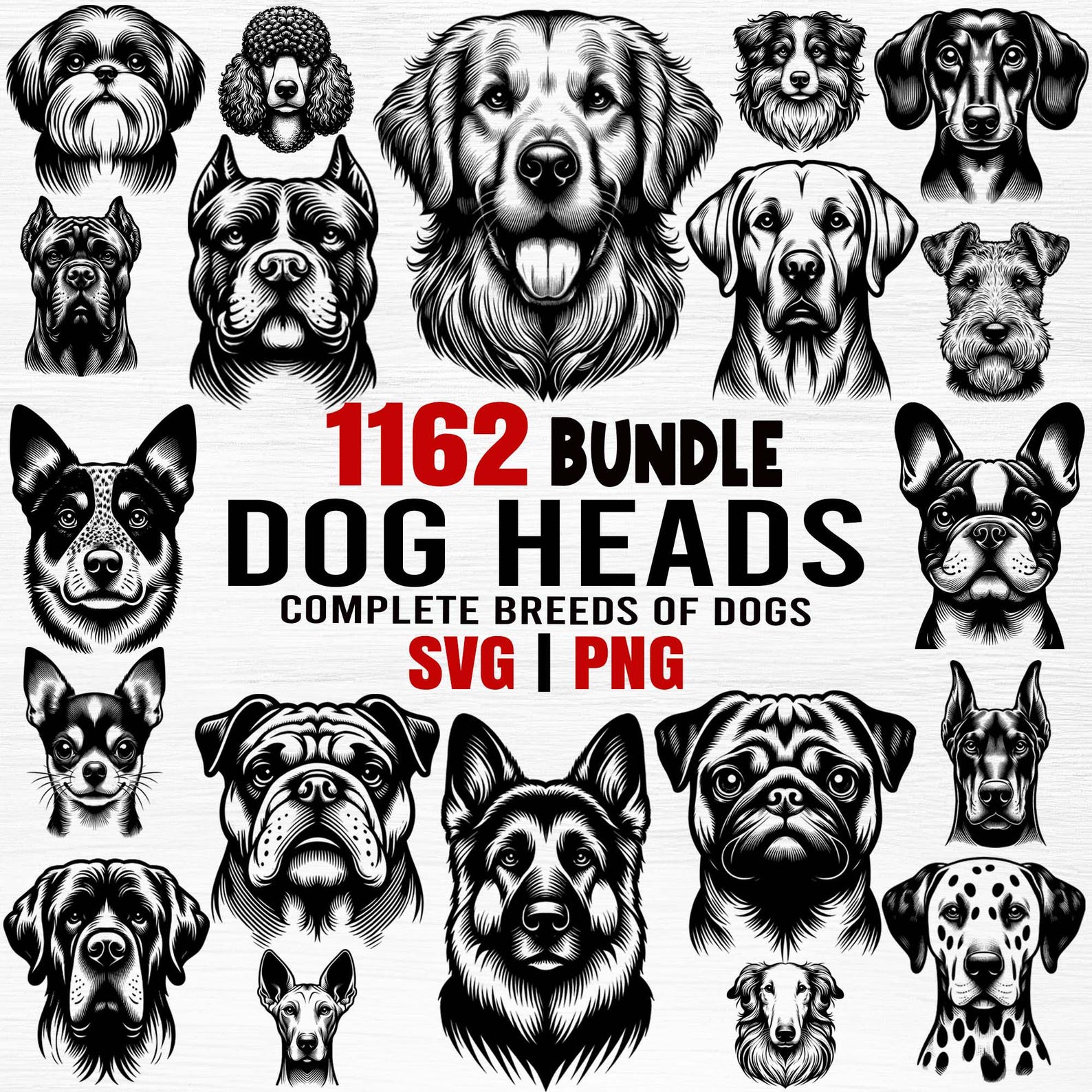 Dog Breeds Vector Art Bundle, Laser Cut Files (svg, Png, Dxf, Pdf, Eps ...