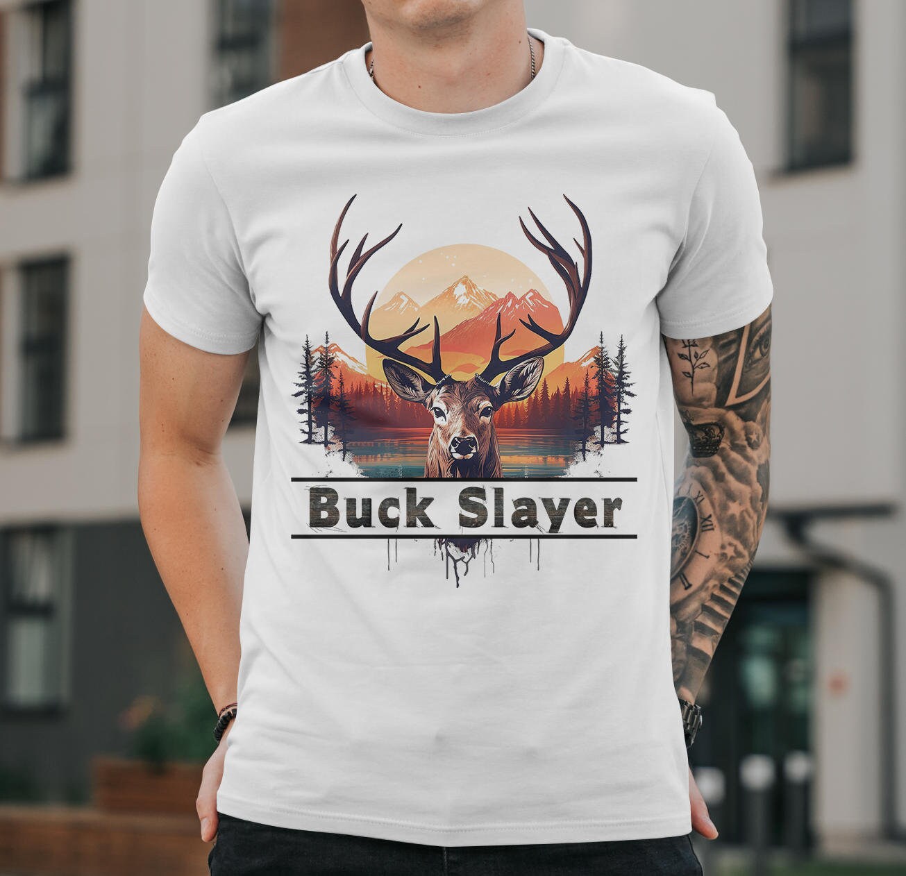 Deer PNG Sublimation Design High Quality Printable Shirt Buck Slayer Graphics Art Instant ...