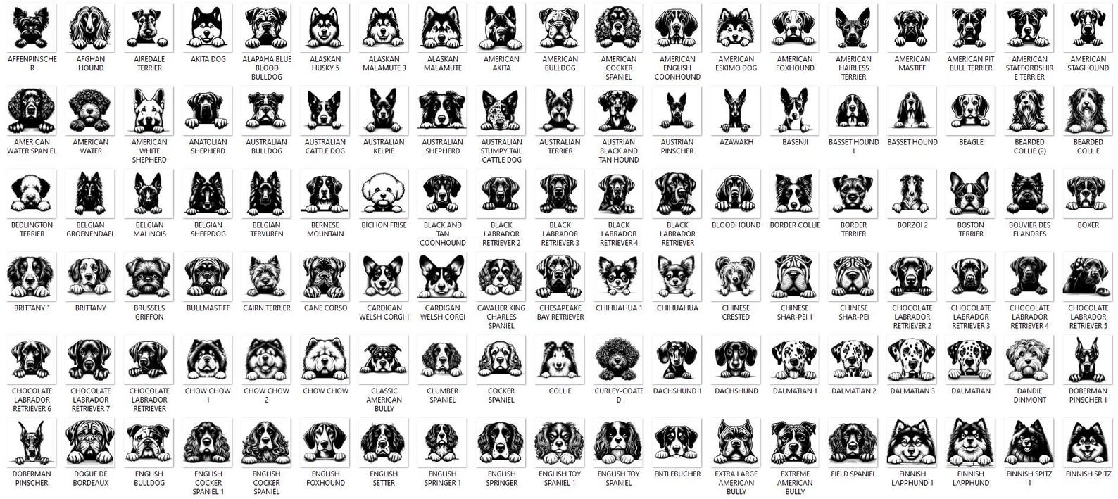 384 - Peeking Dog Heads Svg, Png, Dxf and PDF Bundle Graphics - Peeking ...