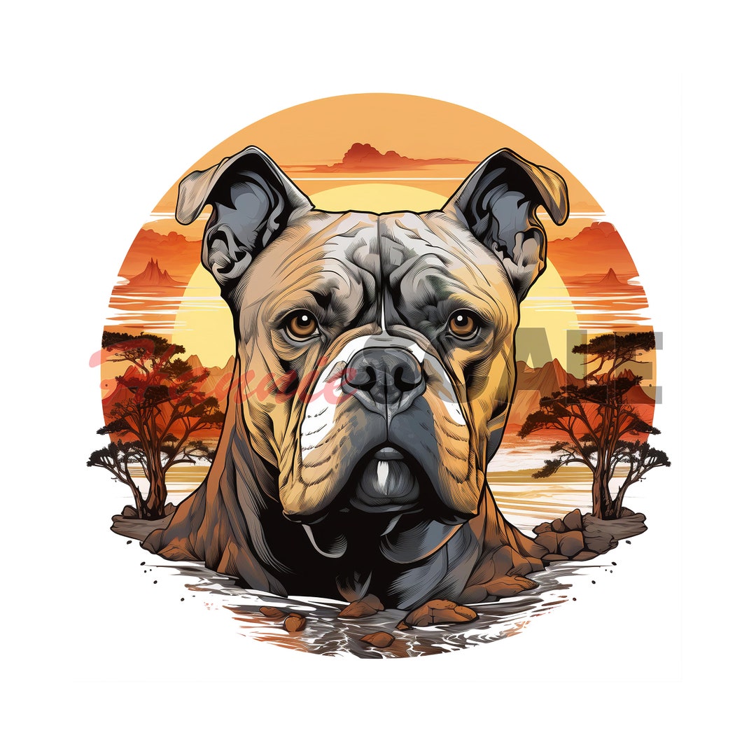 American Bully or Pitbull Dog PNG Sublimation Design Dog Head Mixed ...