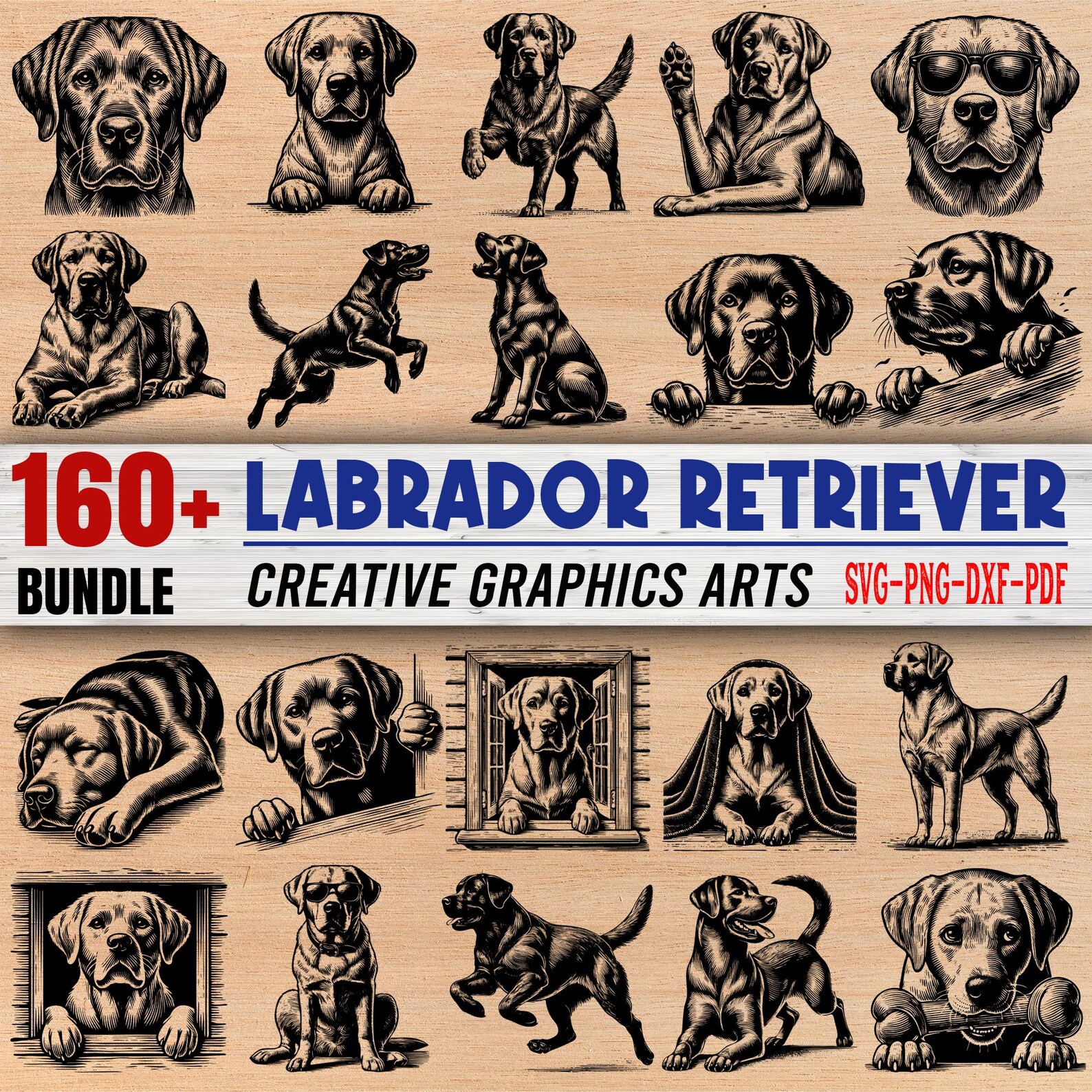 Labrador Retriever Art Bundle – 120+ Dog (svg, Png, Dxf, Pdf) Designs ...