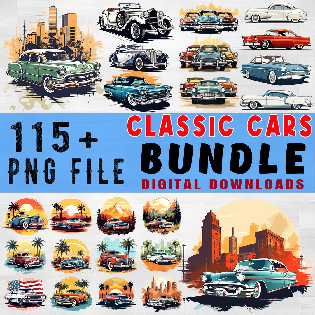 Classic Cars PNG BUNDLE Sublimation Design Printable High Quality ...