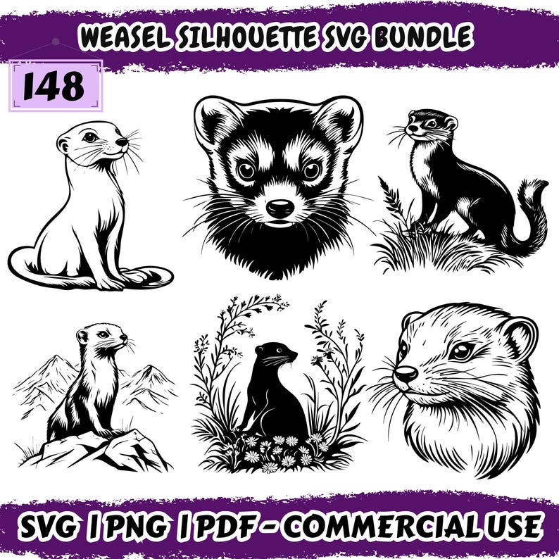 Weasel Woodland Scene SVG Bundle, Rustic Forest Wildlife Cut Files for ...