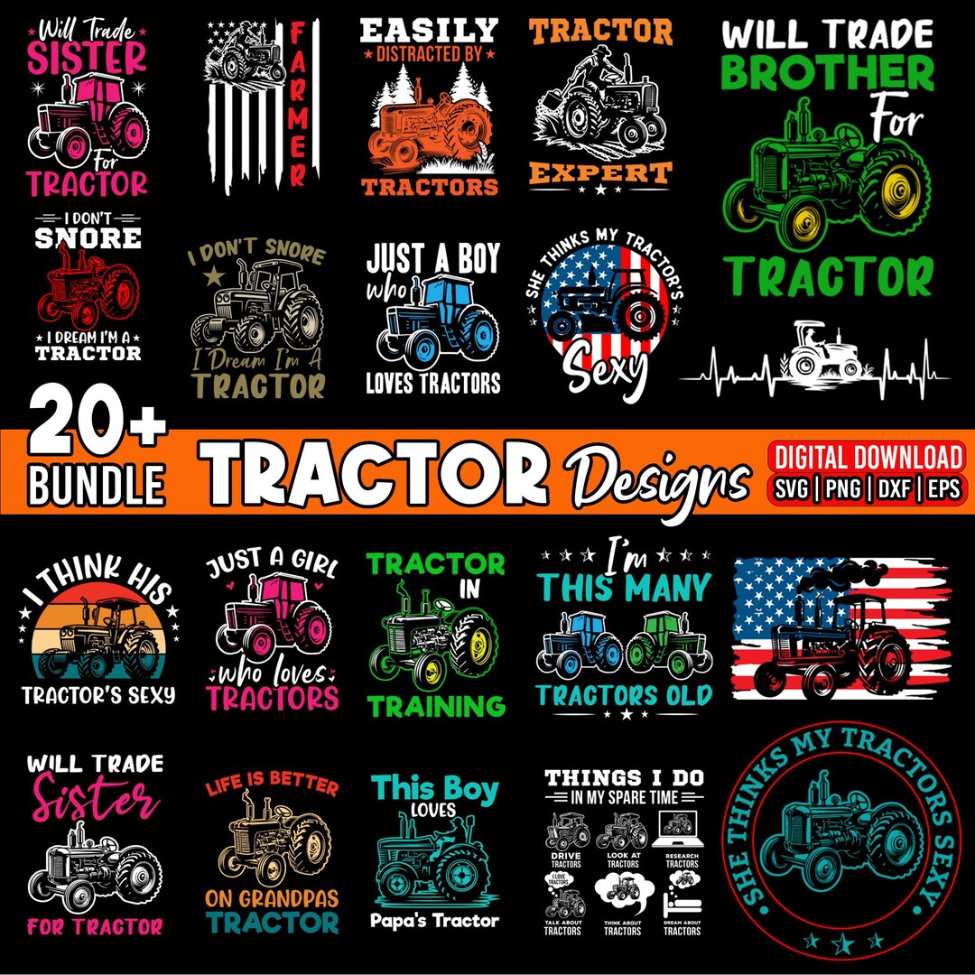 Tractor Designs Bundle (svg, Png, Dxf, Eps) Files (digital Download) - Etsy