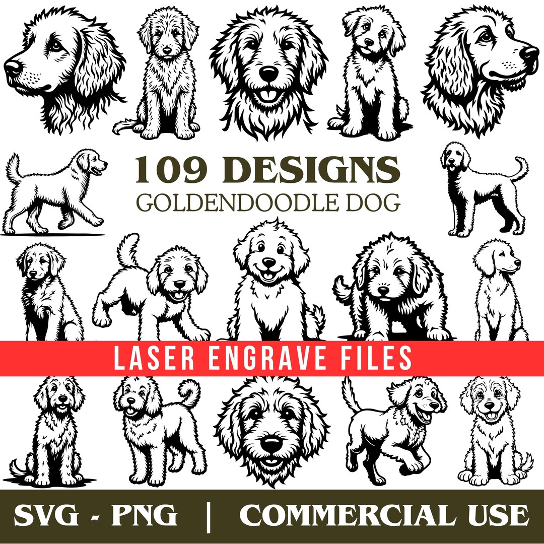 Goldendoodle Dog Svg & Png Bundle for Laser Engraving - Instant ...