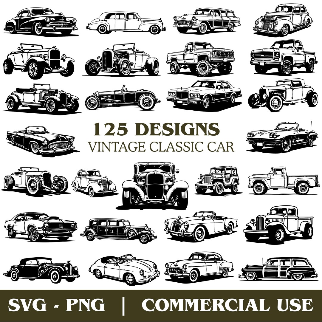 Vintage Classic Car Svg & Png Bundle for Cricut Projects - Instant ...