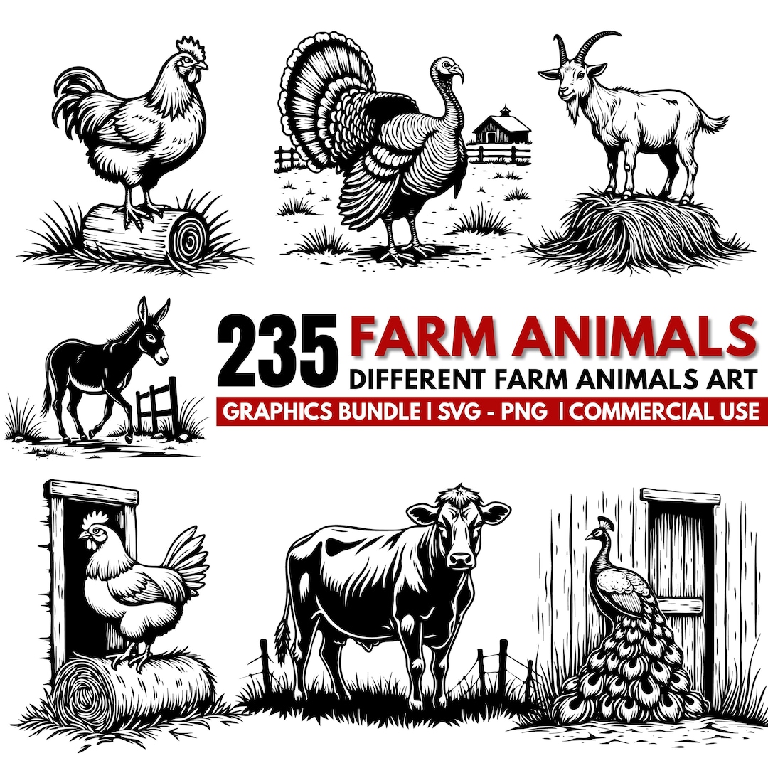 Farm Animals SVG PNG Bundle, Cricut Laser Cut Files - Etsy