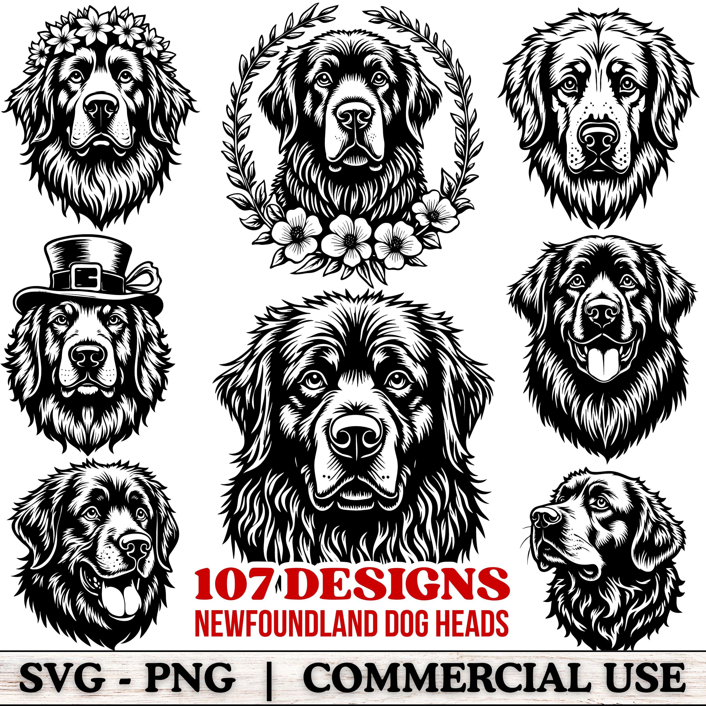 Newfoundland Dog Heads Svg & Png Bundle for Clipart and Cricut T Shirt ...