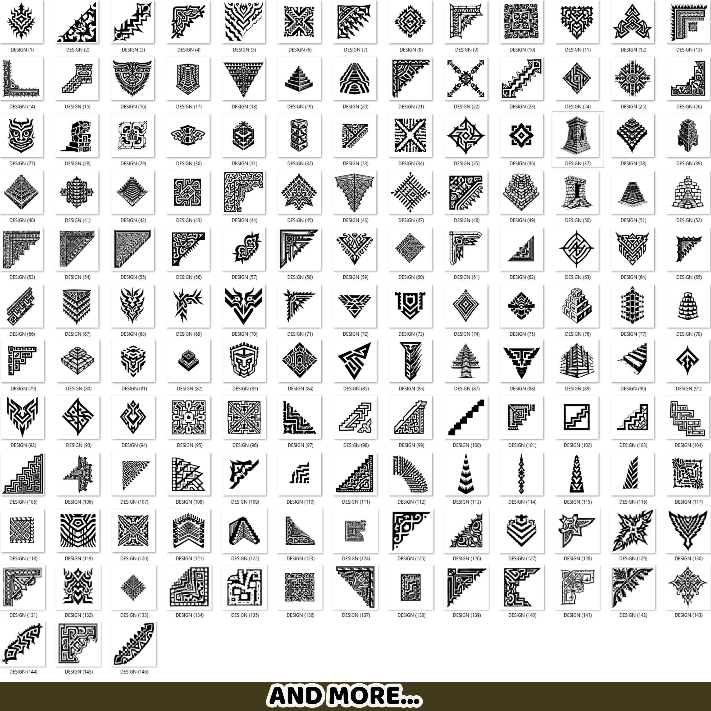 Aztec Tribal Corner SVG PNG Bundle, Geometric Clipart (digital Download ...