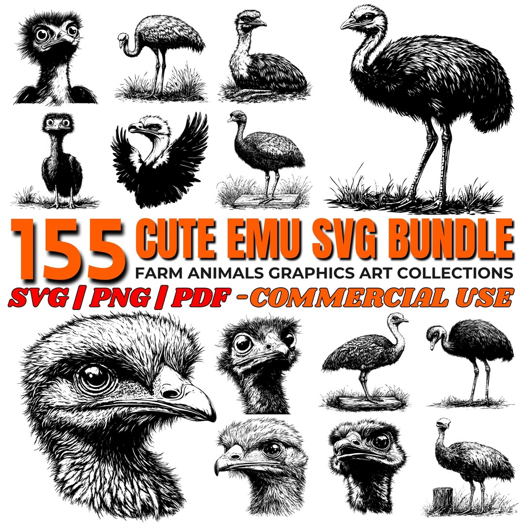 Emu SVG Bundle: Australian Bird Cut Files for Cricut (instant Download ...