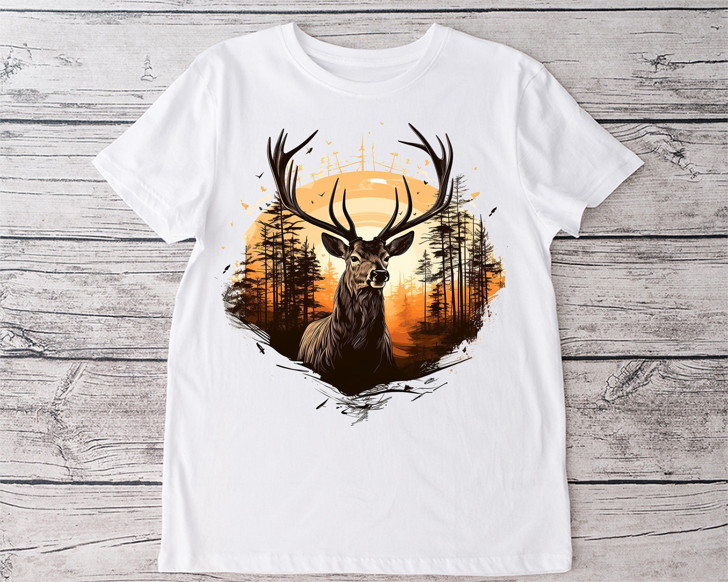 Deer PNG Sublimation Design High Quality Deer Head Mixed With Natures ...