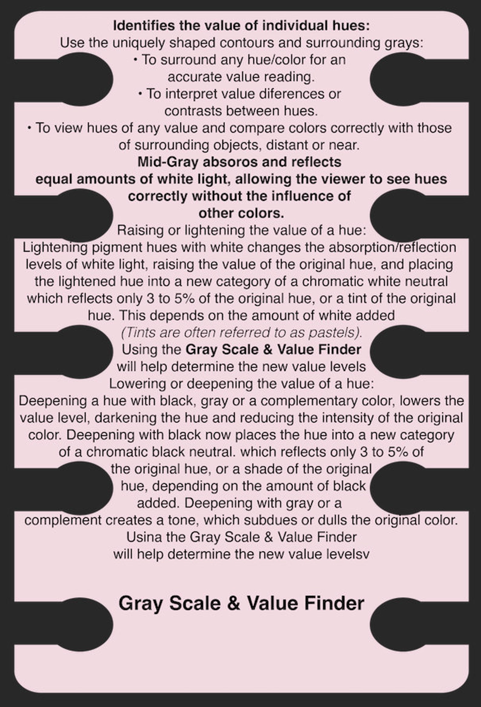 Gray Scale & Value Finder, Color Theory, Gray Scale Ruler, Gray Scale ...