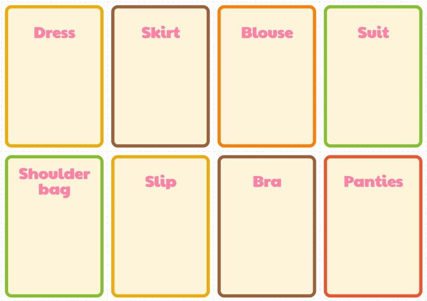 59 Men & Women Clothing Japanese Printable Flashcards, Beautiful ...