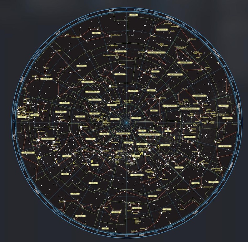 Custom Star Map Printable | Night Sky Constellation Map | Digital Star ...