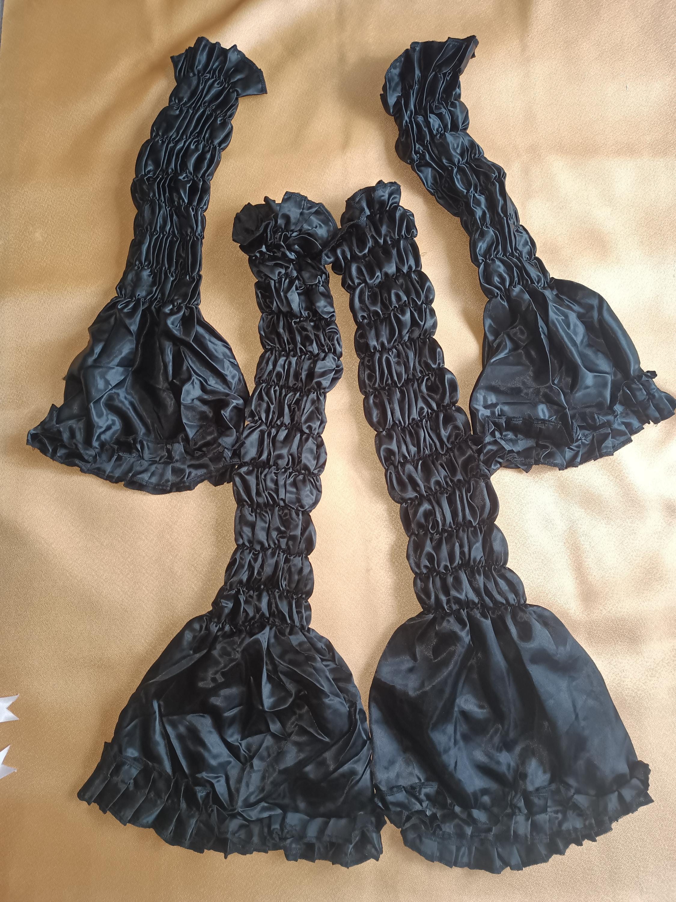 Sissy Maid Black Satin Corset Style Dress With 6 Suspenders,arm & Leg ...