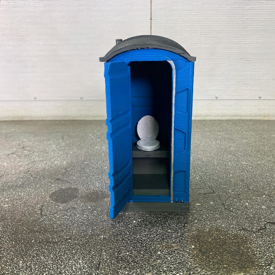 1:18 Scale Blue Portable Restroom | 3D Printed Mini Porta-potty ...