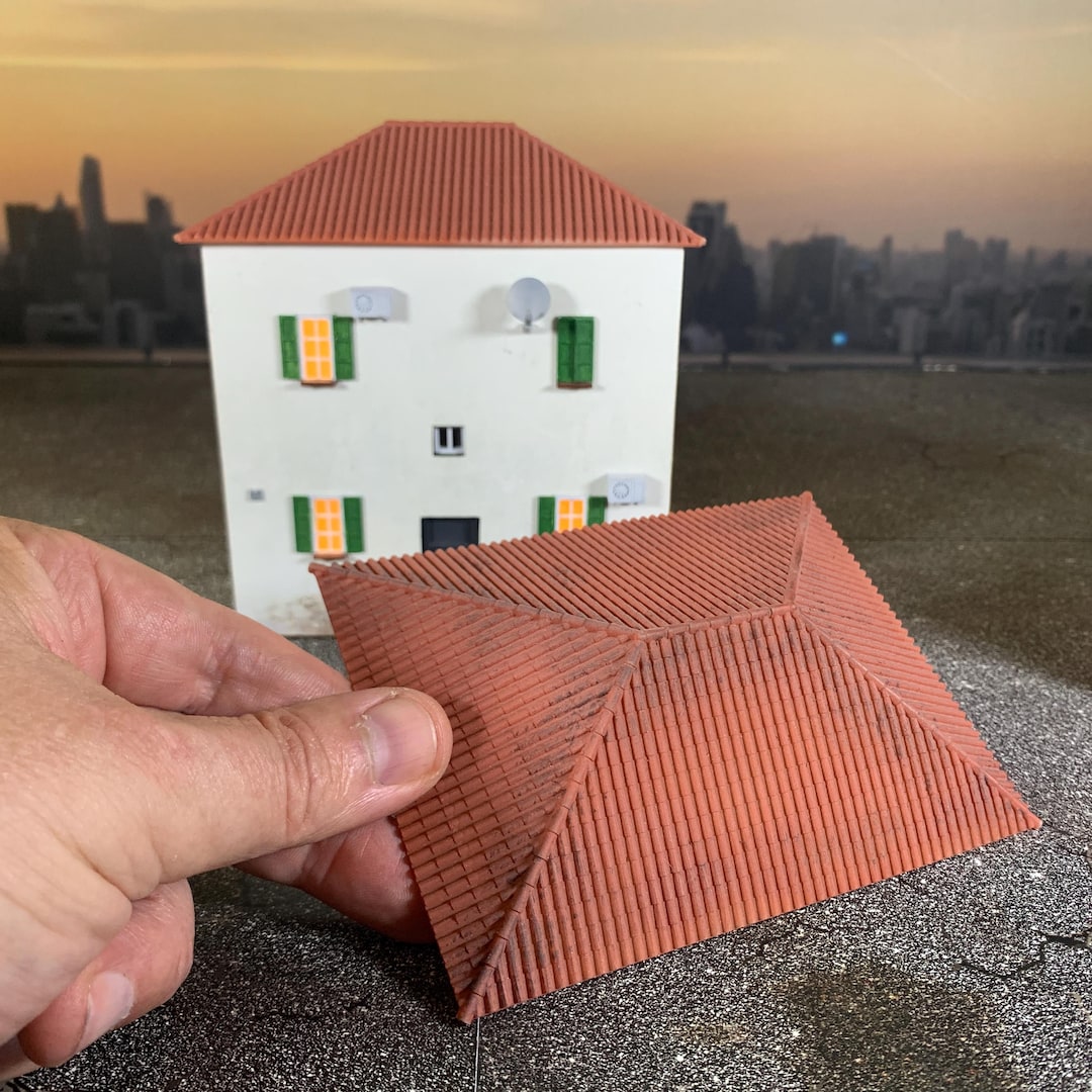 The Four-pitched Roof for a 1-64 Scale House. Scratch Building Diorama ...