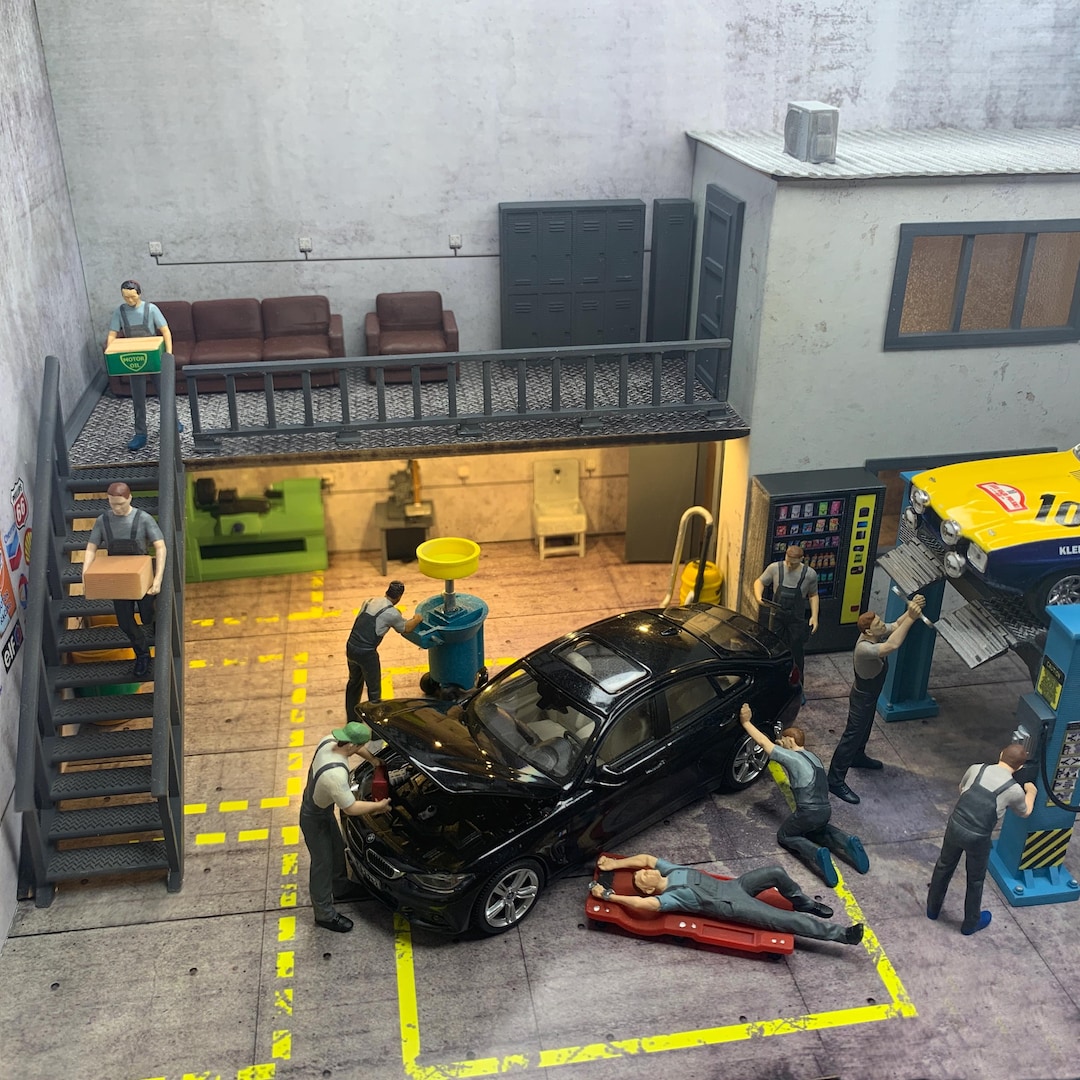 Full Master Mechanics Set: 1/43 Scale Garage Diorama Figures 9 Pcs ...