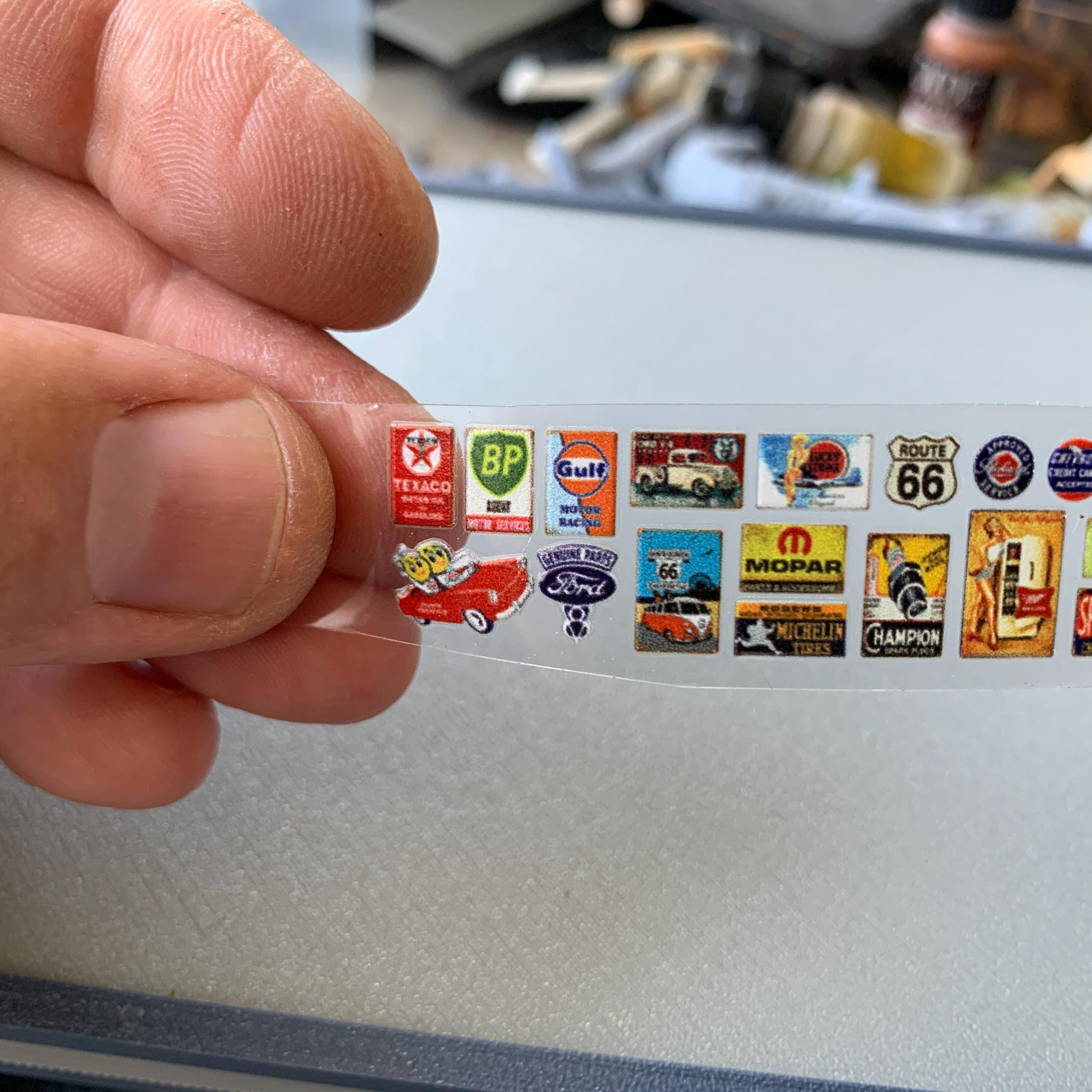 1/64 Scale Garage Diorama Stickers – 22 Mini Signs, Posters, Wall ...
