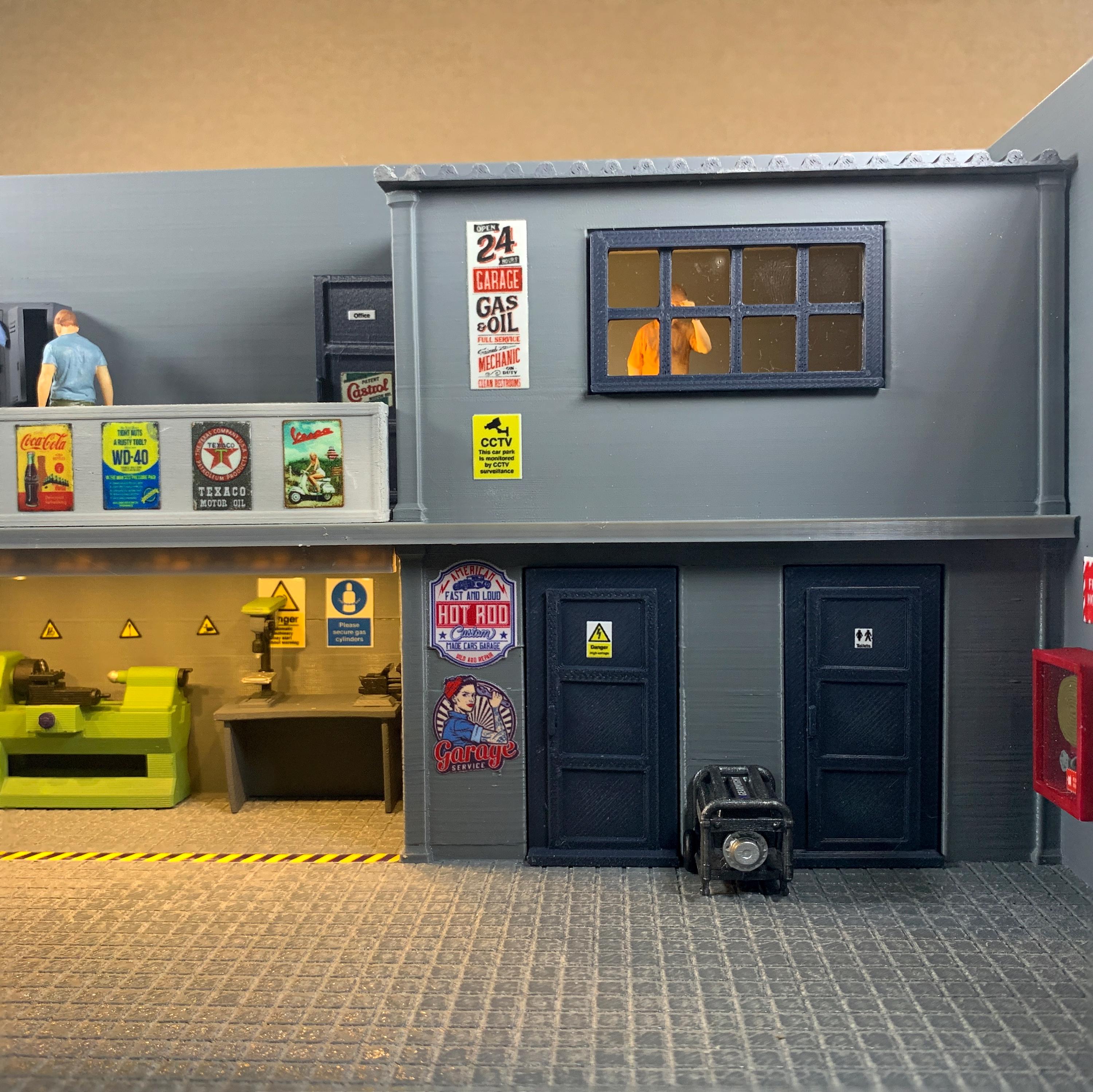 1/64 Scale Garage Diorama Stickers – 103 Mini Signs, Posters, Wall ...