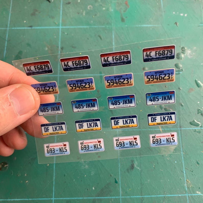 1/18 Scale Modern License Plates • Set of 10 Signs • Contemporary ...